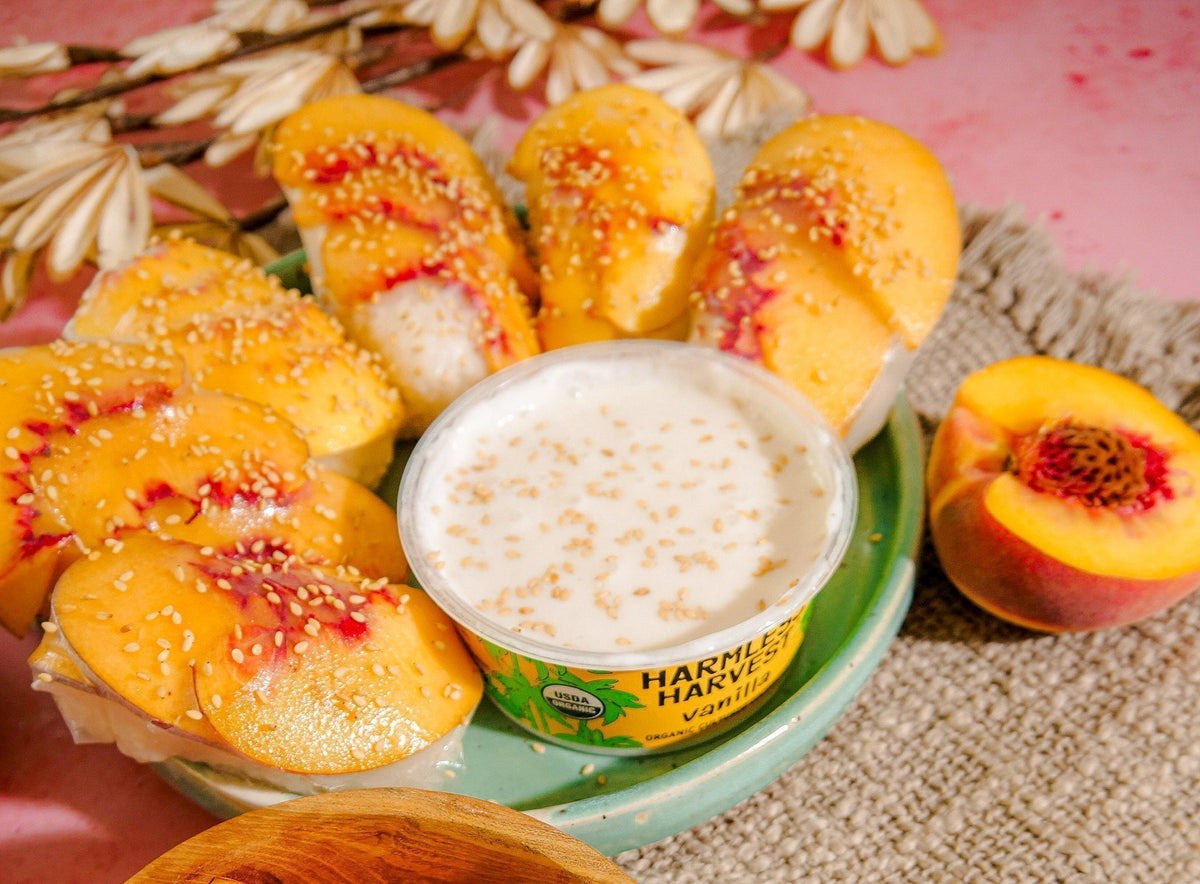 A Delightful Dessert ~ Peach Sticky Rice Spring Rolls - Harmless ...